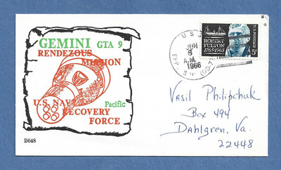 GEMINI 9 RECOVERY FORCE JUN 6,1966 USS EPPERSON BECK B648 SPACE COVER ...