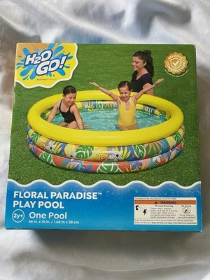 NEW H2O GO! Floral Paradise Play 3 Ring Pool Bestway Inflatable 66” x ...