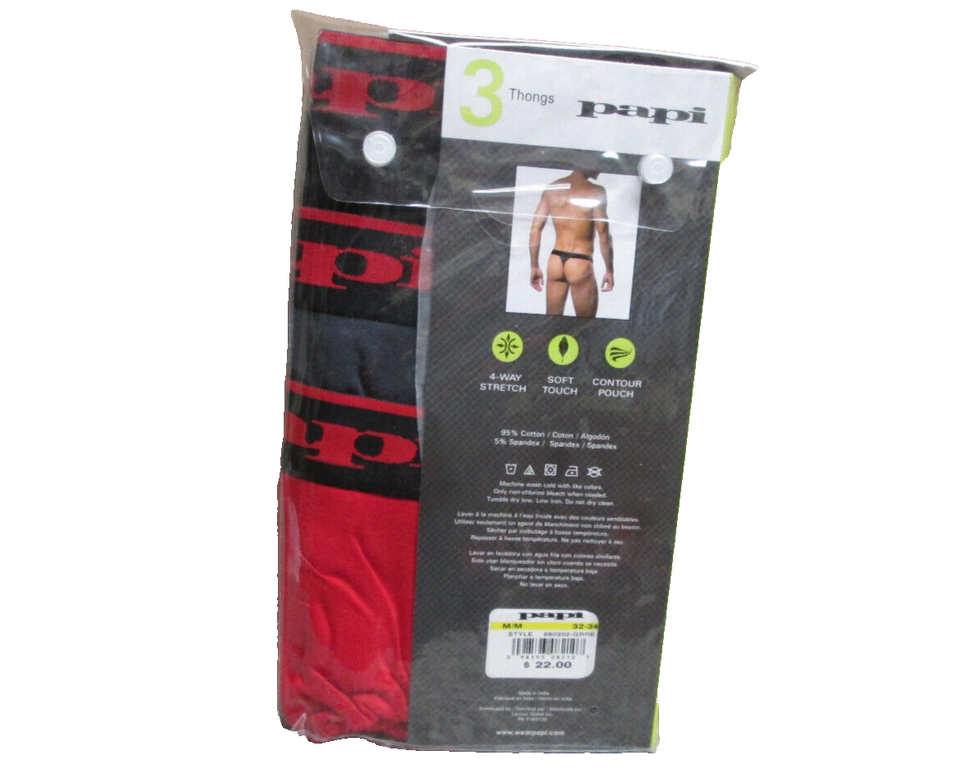 Brand New 3 Pack men's Papi Sexy Soft touch Thong Thongs Underwear ...