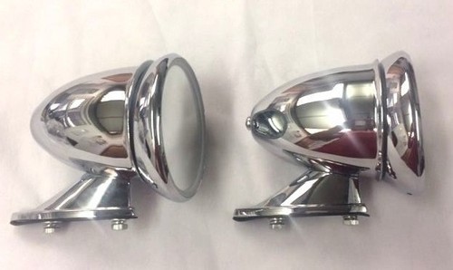 Classic Mini Wing Mirror Chrome Bullet Racing PAIR car mg triumph ...