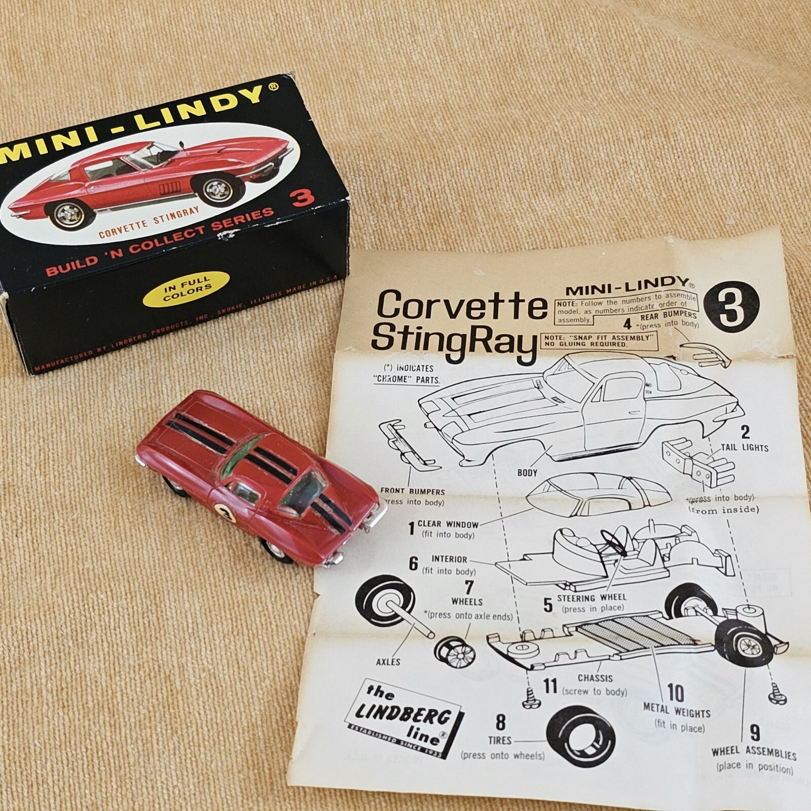 RED CORVETTE STINGRAY 1:64 Vintage 1967 Mini-Lindy Model Car Series 3 ...