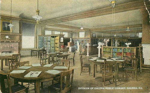 Postcard Gelena Public Library Interior, Galena, Illinois - circa 1910 ...