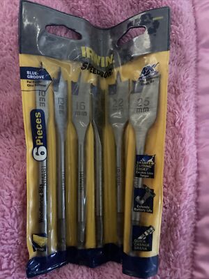 IRWIN IRW10502826 Blue Groove 4X Flat Bit Set, 6 Piece Freepost Acc682 ...