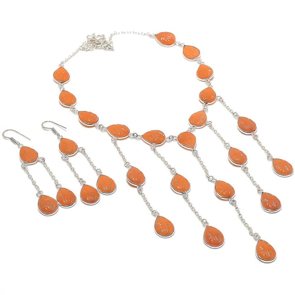 Orange Carnelian Gemstone 925 Sterling Silver Gift Jewelry Set X-Mas ...
