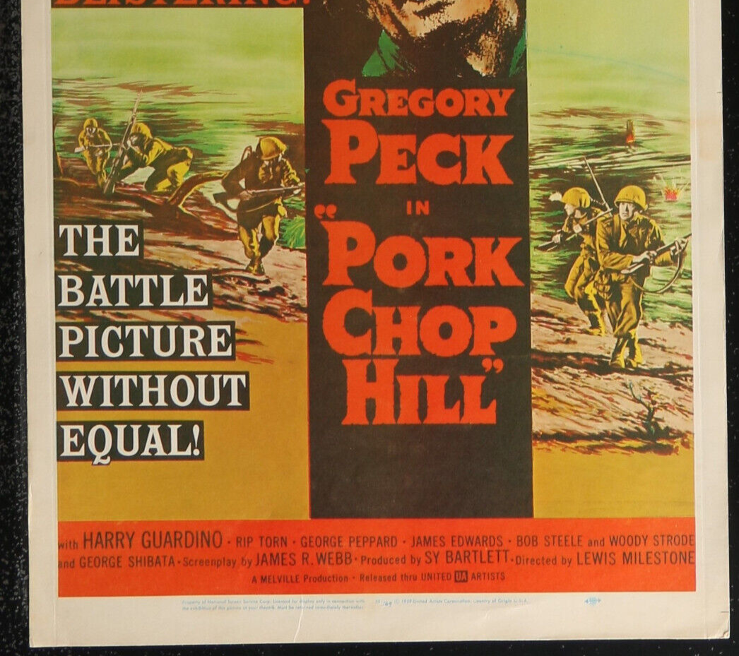 PORK CHOP HILL WINDOW CARD MOVIE POSTER 1959 GREGORY PECK PEPPARD ...