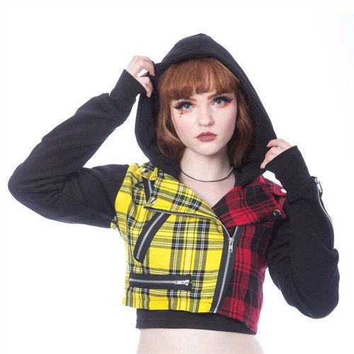 Chemical Black Velika Jacket Red/Yellow Tartan Ladies Goth Emo Punk ...