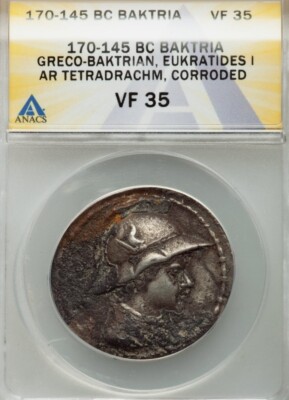 Bactria Eucratides Tetradrachm ANACS VF Ancient Silver Coin | eBay