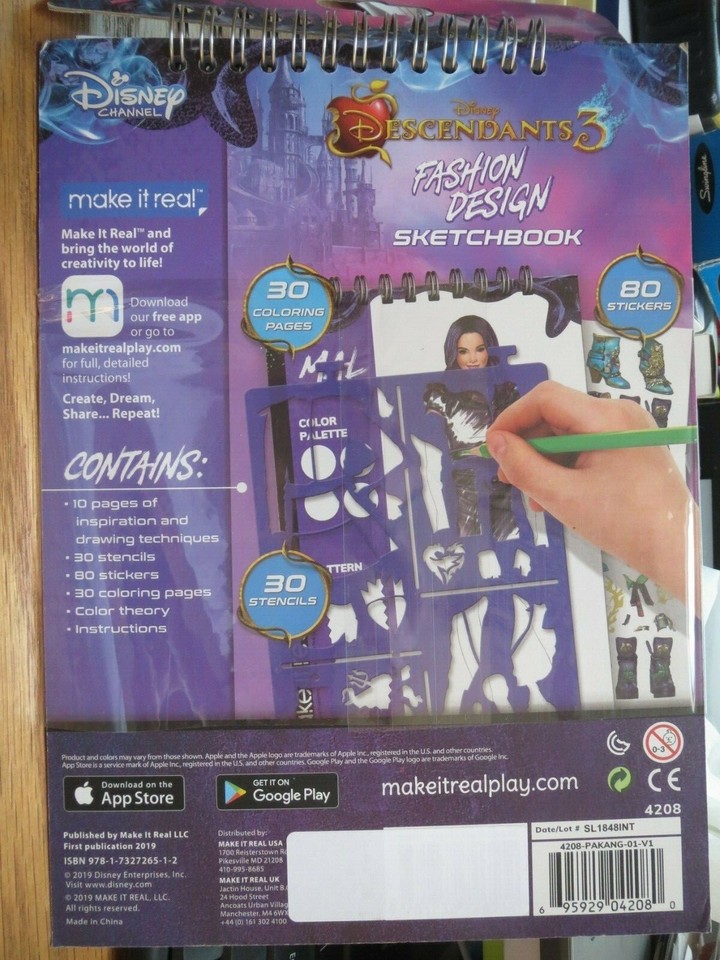 Disney Descendants 3 Fashion Design Sketchbook Stickers Stencils by ...