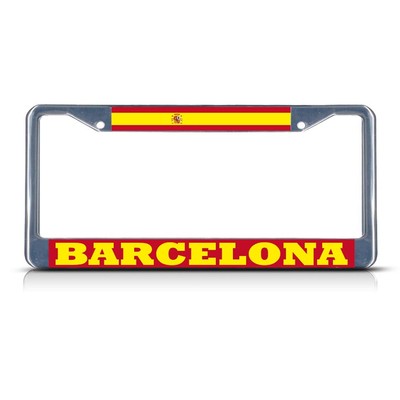 SPAIN BARCELONA Chrome Heavy Duty Metal License Plate Frame Tag Border ...