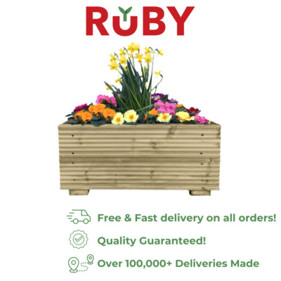 Large Wooden Decking Planter Ruby Treated Garden Planter Large Planter Box | eBay UK