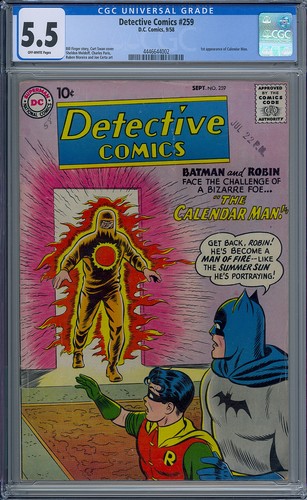 DETECTIVE COMICS #259 CGC 5.5 CALENDAR MAN 1ST APPEARANCE BATMAN AND ...