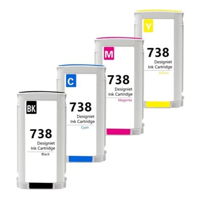 4*130ML BK C M Y For HP 738 Compatible Ink Cartridge for HP DesignJet ...