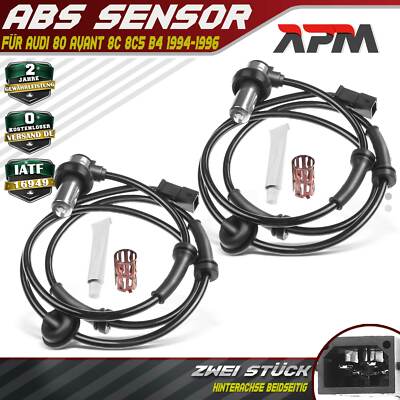 2X ABS Sensor Wheel Speed Rear Axle For Audi 80 Avant 8C 8C5 B4 1994 ...