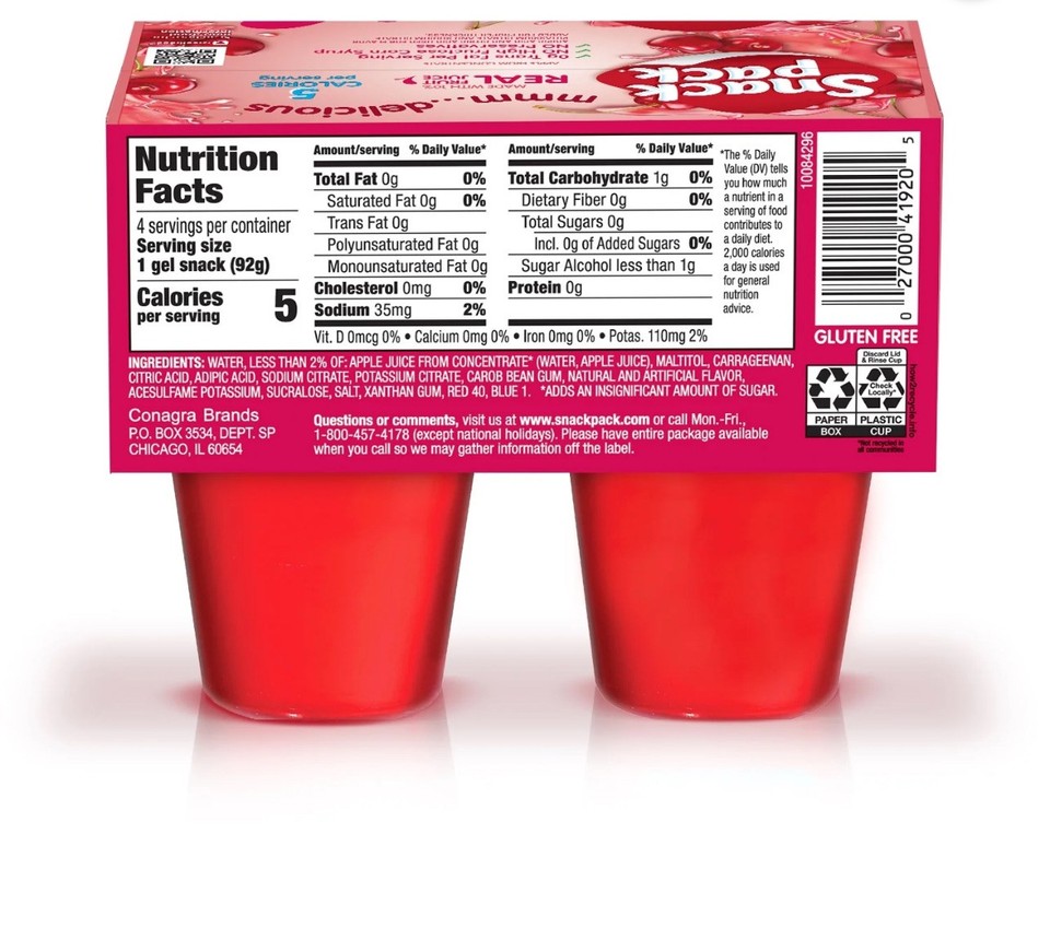 🟡 New Snack Pack Cherry Sugar Free Jello Inspired Pudding Cream Cups ...