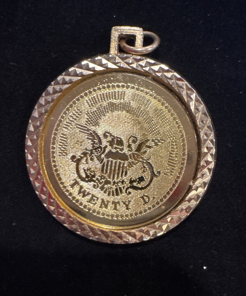 VTG Bicentennial 1776 Twenty D Coin Replica Gold Tone Pendant for ...