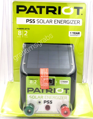 PATRIOT PS5 PORTABLE SOLAR FENCE ENERGIZER 8 ACRES / 2 MILES 0.04 Joule ...