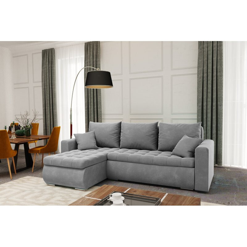 Light Grey Corner Sofa Bed | Baci Living Room