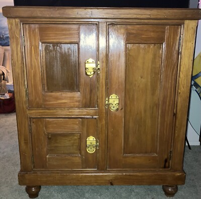 Antique Vintage Pine Wood Refrigerator Ice Box Chest Cabinet ...