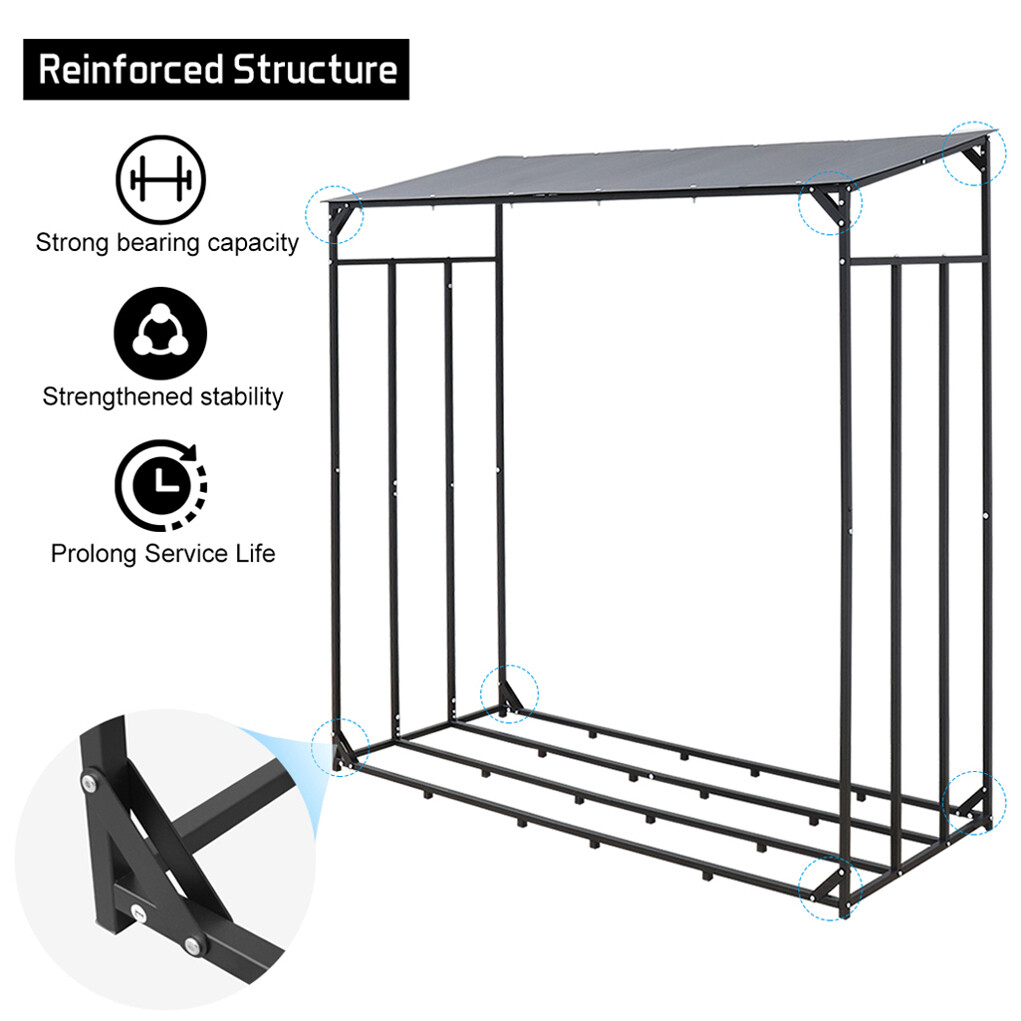 Extra Large Outdoor Wooden Log Store Metal Garden Shed Firewood ...