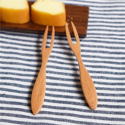 3 Pcs Wooden Fruit Forks Wide Handle Lightweight Beech Pastry Cake ...