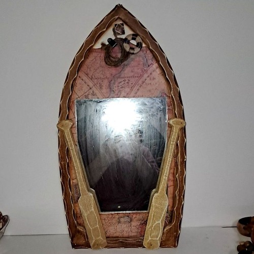 A Boat Shaped Mirror Picture Frame Map Nautical Sailing Home Decor | eBay
