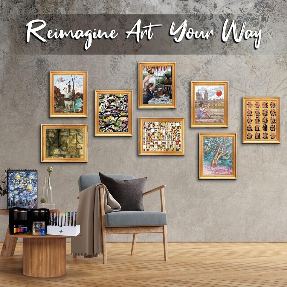 ColorIt Modern Art Adult Coloring Paper Book for Stress Relief, 28 ...