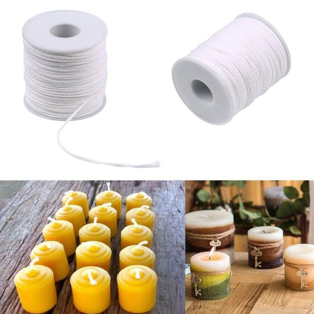 60M/Roll Spool of Cotton Square Braid Candle Making Candle Wicks Wick ...