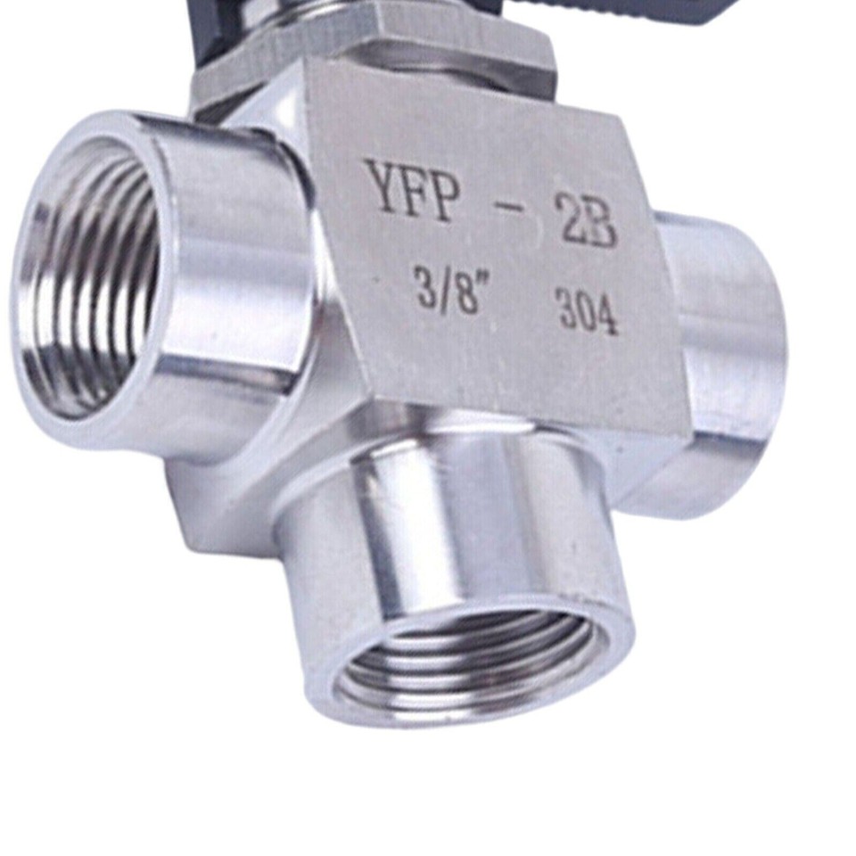 Gas 3 Way Ball Valve 3/8" NPT Stainless Steel Flow Control Panel Mount ...