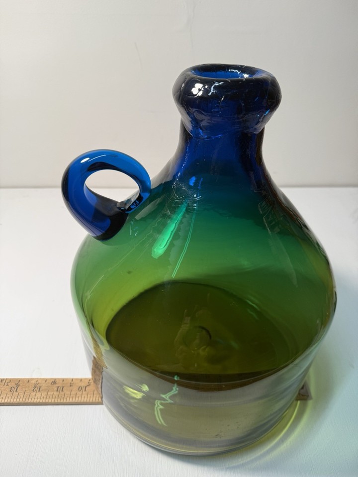 Mid Century Modern Blenko Blue Mountain Top Huge Jug decanter. Don ...