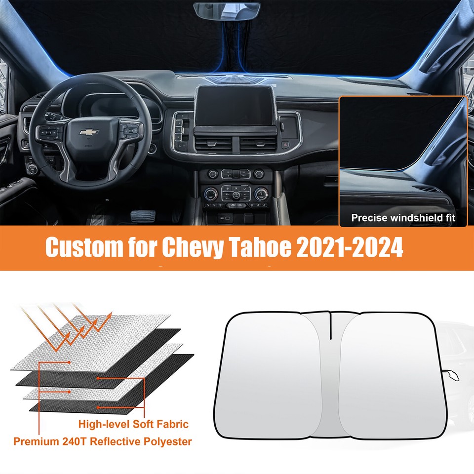 For Chevy Tahoe 2021-2024 Foldable Car Front Windshield Sun Shade UV ...