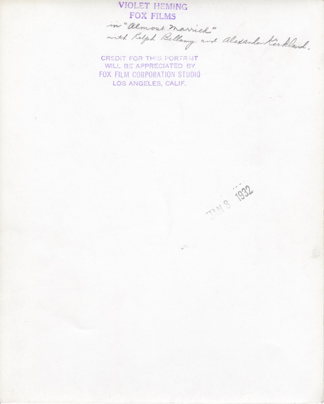 VIOLET HEMING Vintage Original 1932 Photo "ALMOST MARRIED" Rare FRANK ...