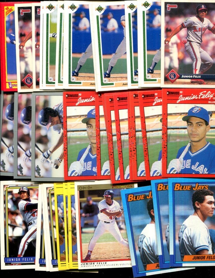 JUNIOR FELIX BULK LOT OF 100 BASEBALL CARD BLUE JAYS ANGELS DOMINICAN ...