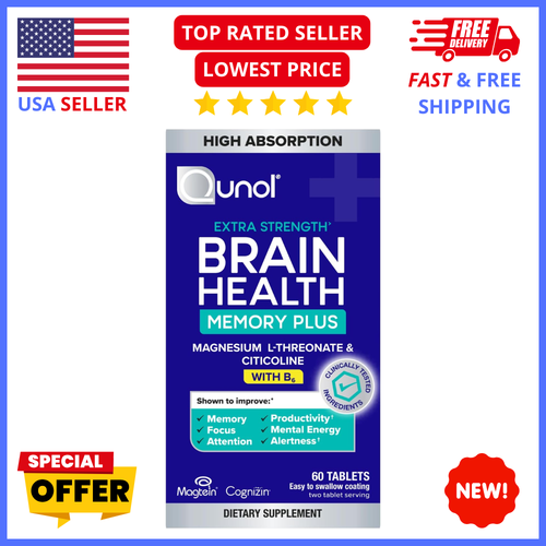 Memory Supplements for Adults – Qunol Brain Support with Citicoline, 60 ...