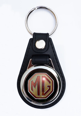 MG FAUX LEATHER KEY RING / KEY FOB.CLASSIC MG CARS-MIDGET-MGB ROADSTER ...