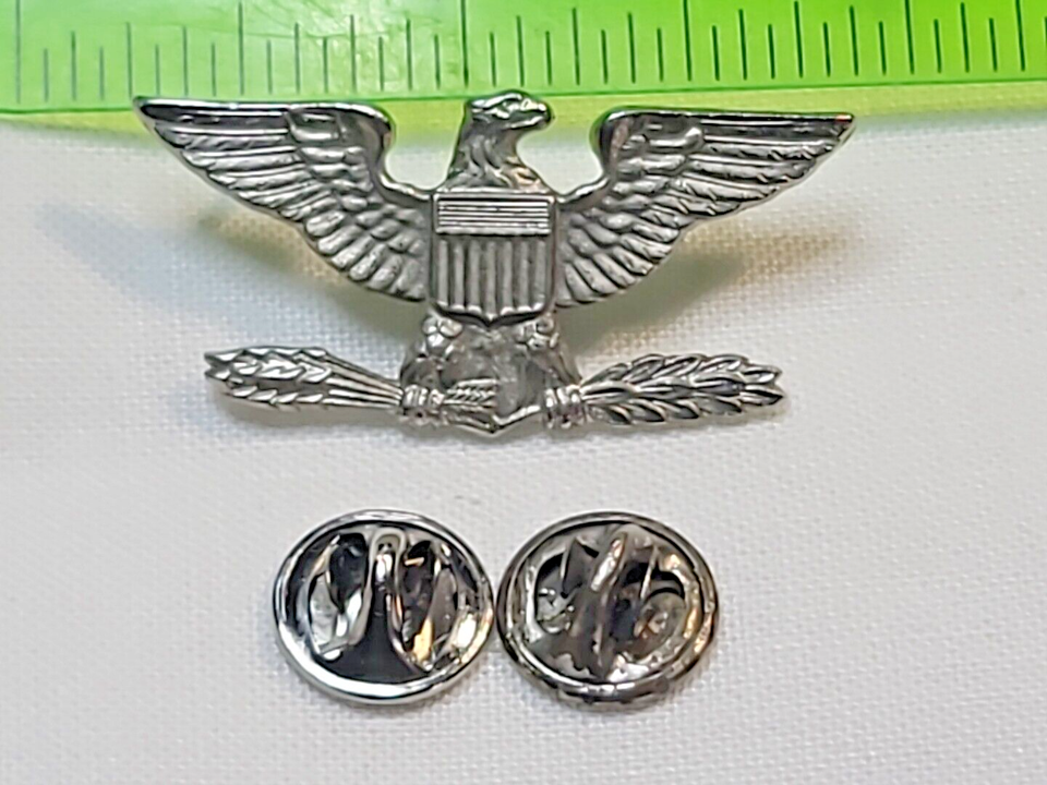 Vintage US Military Colonel Rank Insignia Pin Simon GI Sterling with ...