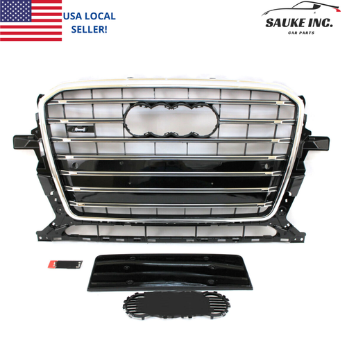 for 2013 - 2017 Q5 SQ5 front bumper cover upper main grille chrome S ...