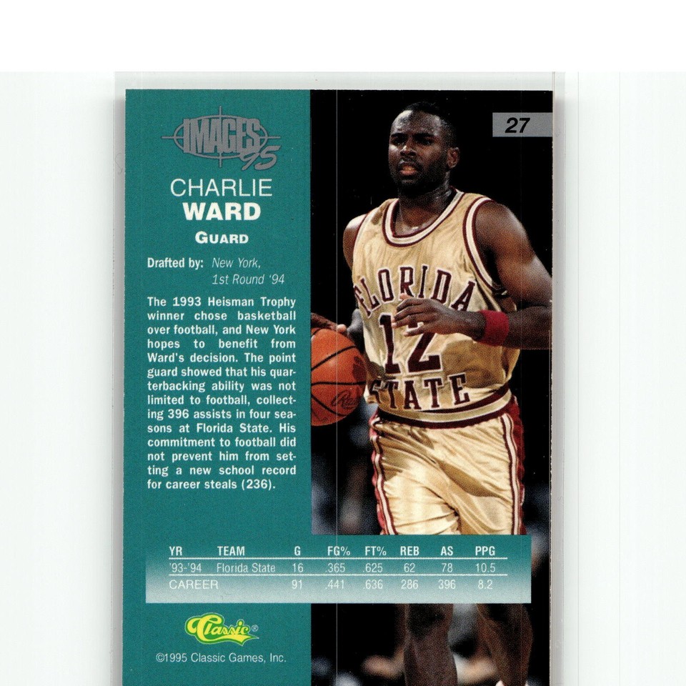 1995 Classic Images Four Sport Charlie Ward #27 Florida State Seminoles ...