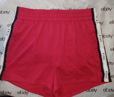 Victoria secret pink track Shorts new medium red side striped glitter ...