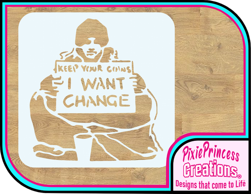 Banksy CC Homeless Change Mylar Stencil Reusable Airbrush Craft Spray ...