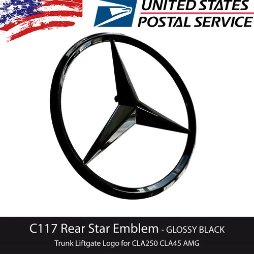 Emblem For Mercedes CLA Class Star Glossy Black Rear Boot Badge W117 ...