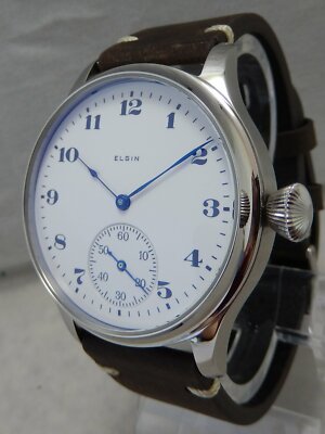 Elgin 12s Pocket Marriage Watch Conversion 44mm SS Wrist Watch 1922 ...