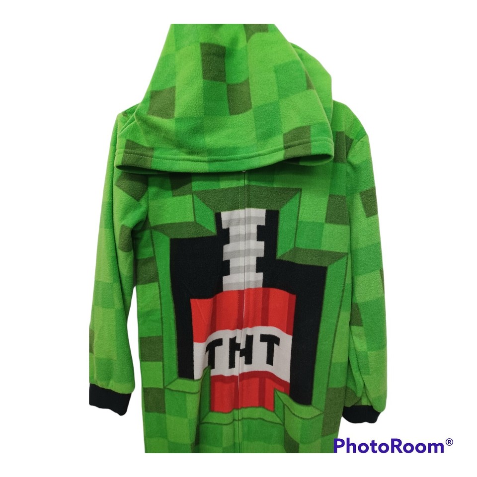 Minecraft TNT Green Fleece Hoodie 1 Pc Blanket Sleeper Pajamas-4/5 ...