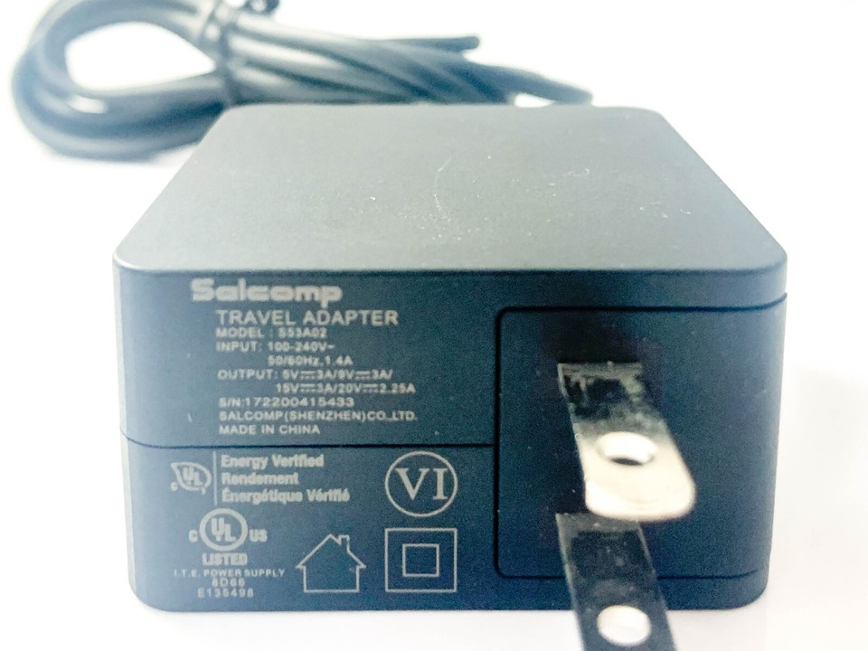 Salcomp Travel AC/DC Adapter Charger 5-15V 1.4A Fast Charger Type-C ...