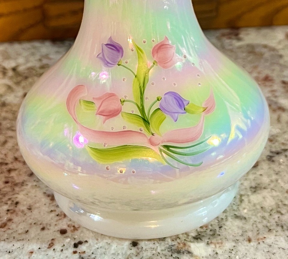 Fenton Art Glass**IRIDESCENT OPALINE SPRING TULIPS JACK-IN-THE-PULPIT ...