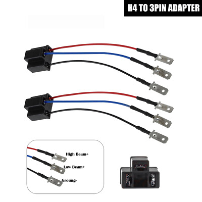 2PCS H4 9003 to 3 PIN Adapter for 5x7" 7x6" 4x6" Headlights Sealed Beam ...