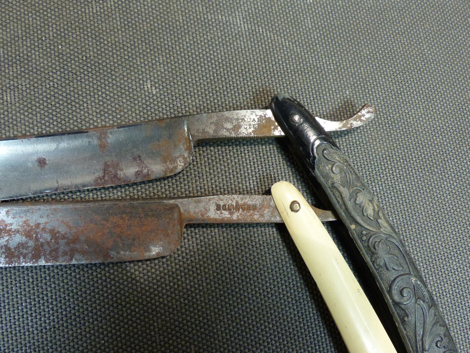 Lot Of Various Barber Items Vintage Straight Razors Leather Sharpener ...