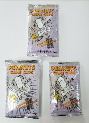 3 Peanuts Game Caps Packages POGS Milk Caps Snoopy Charlie Brown UFS ...
