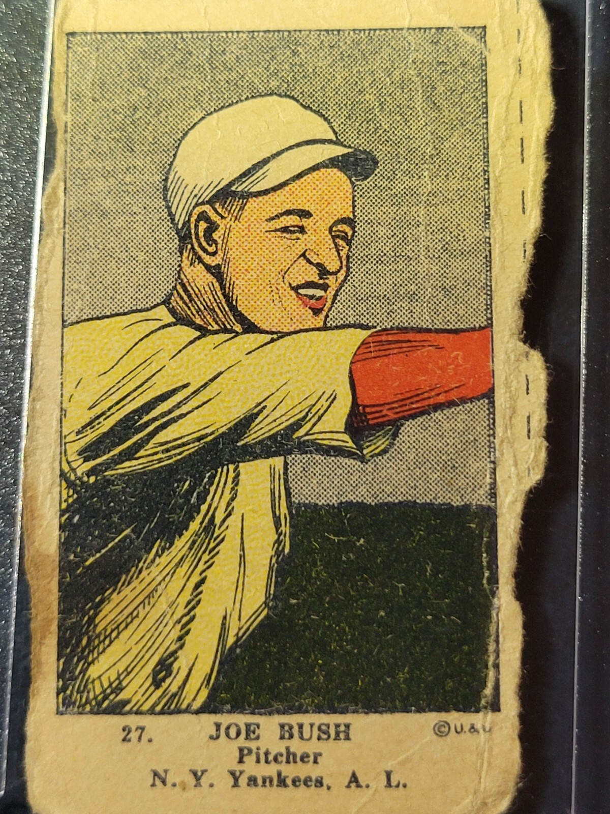 1923 W515-1 #27 JOE BUSH NEW YORK YANKEES Strip Card / 3 Team World ...