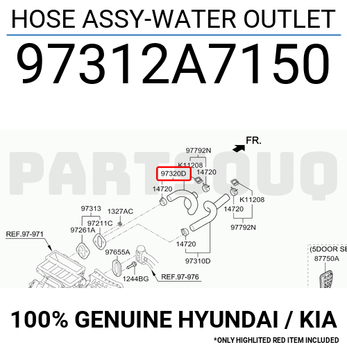 97312A7150 Genuine Hyundai / KIA HOSE ASSY-WATER OUTLET | eBay