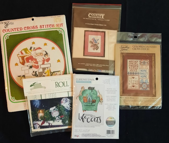 Lot of 5 Counted Cross Stitch Kits Dimensions Christmas Cats Birds ...
